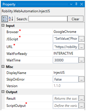 WebAutomation - Inject JS activity | Robility Docs