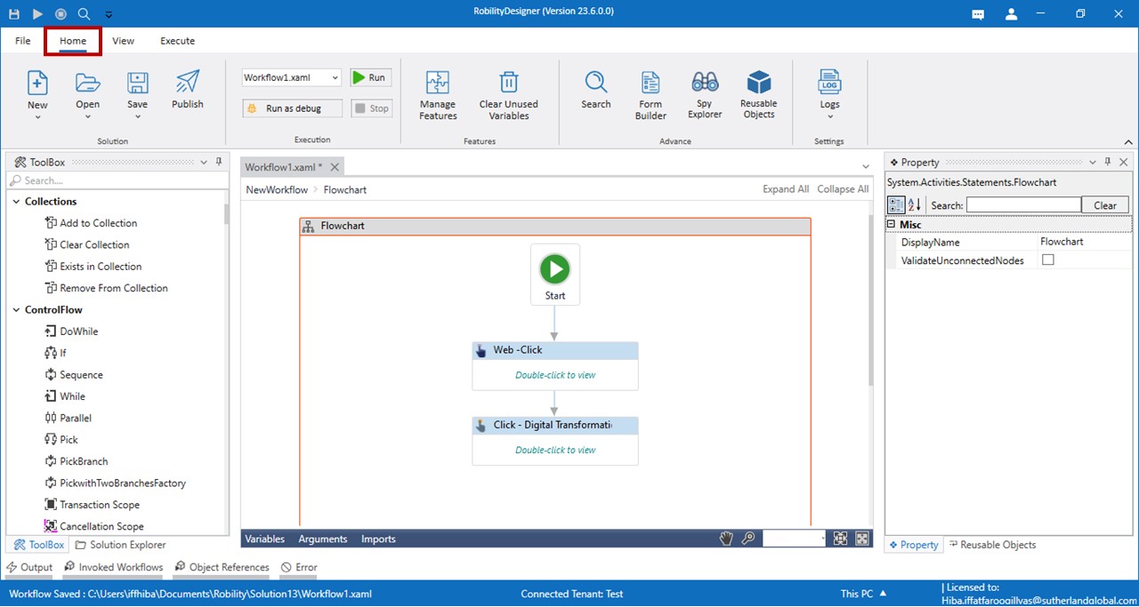 Home Menu | Robility Docs