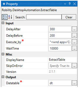Extract Table | Robility Docs